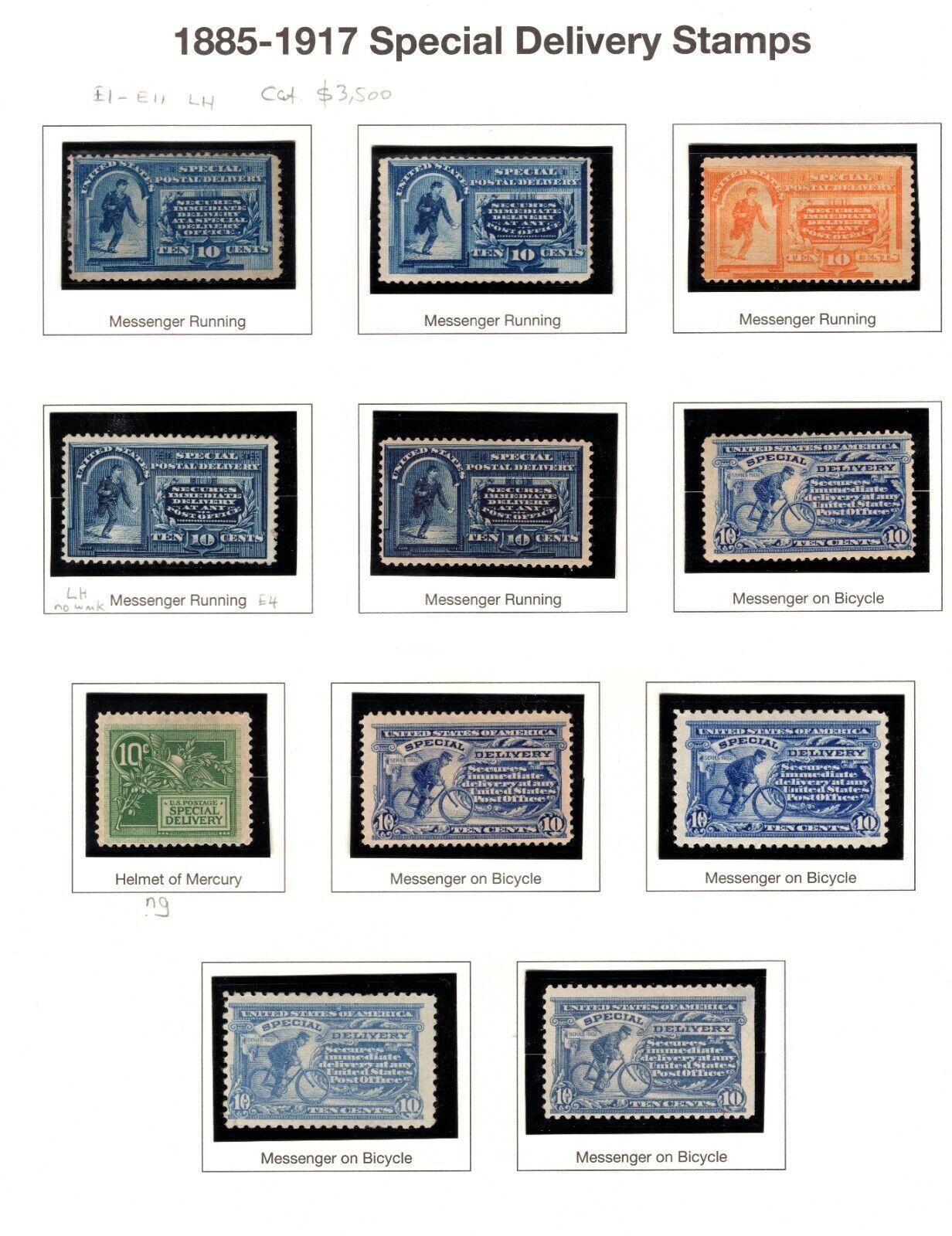 US Stamps #E1-E11 Special Delivery Mint OG LH LOT #90377 | United ...
