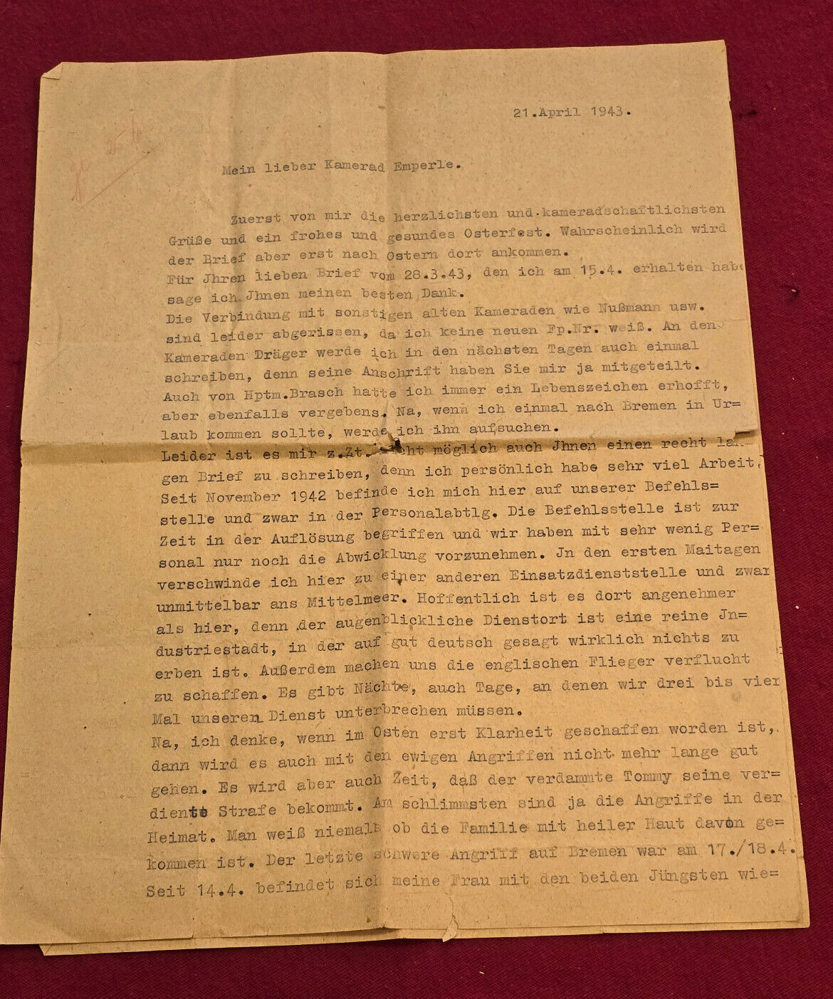 1943 Third Reich Soldiers Wartime Letters to Comrade 1943 WW2 Wwii ...