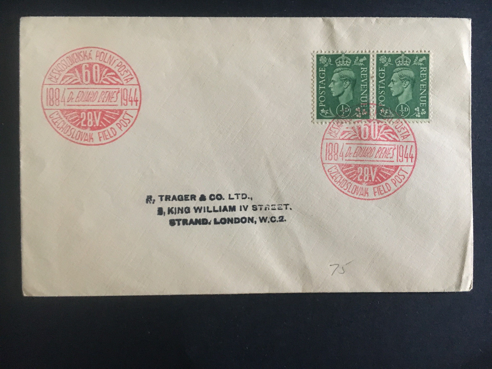 1944 Czechoslovakia Army in Britain Field Post Office Censored Cover ...
