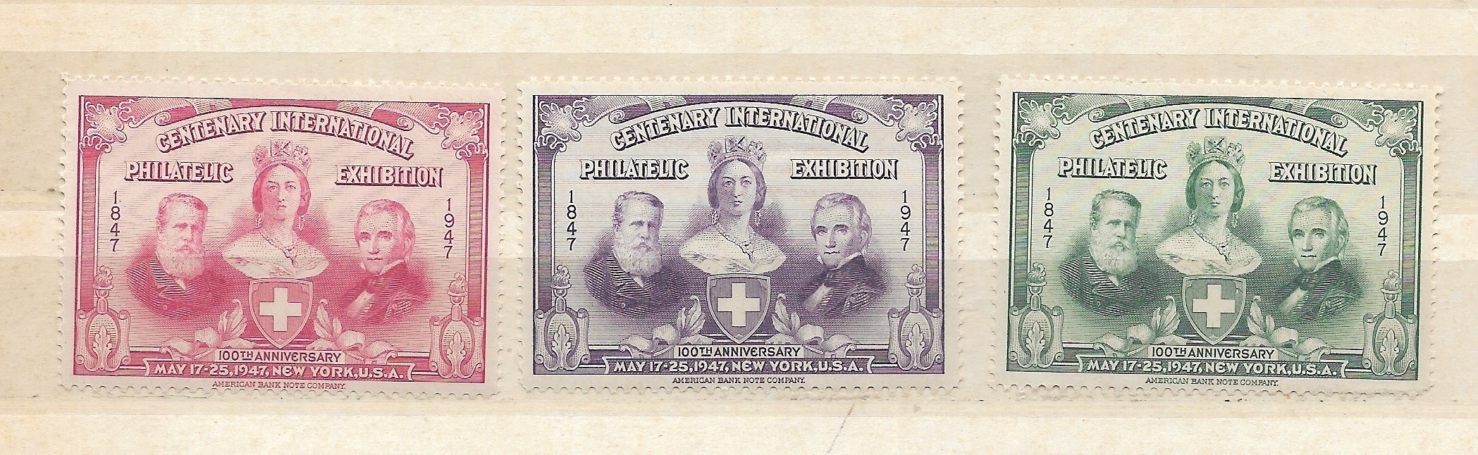 U.S. 3 1947 Centenary International Stamp Show Labels/Stamps MNH ...