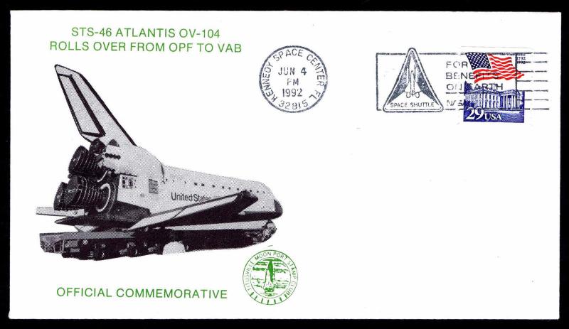 1992 STS-46 ATLANTIS OV-104 ROLLS OVER FROM OPF TO VAB - U.S. #2609 (E#3210) / HipStamp