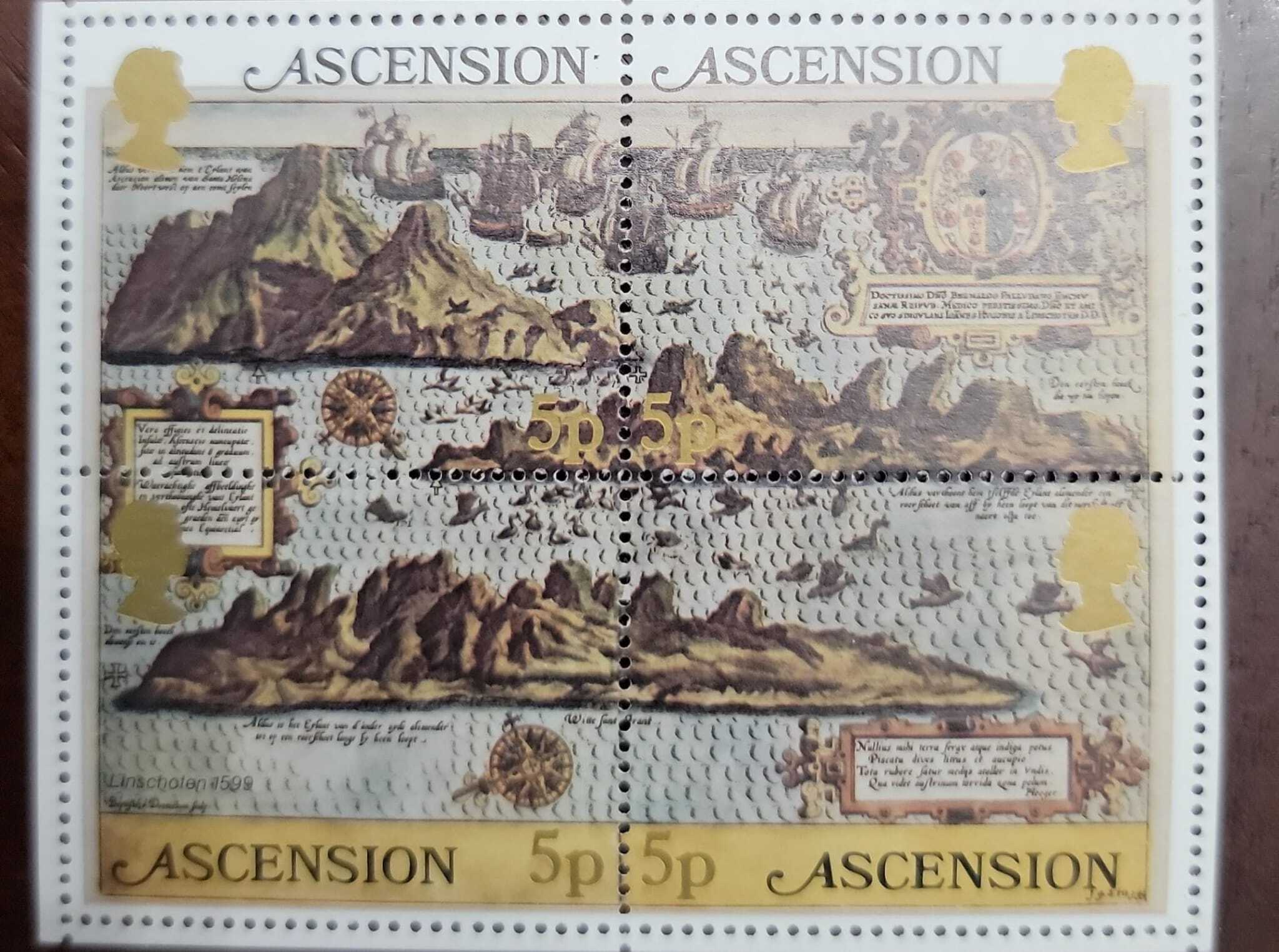 El)1981 Ascension, OLD Cartography of Ascension, MAP of 1599 Minisheet ...