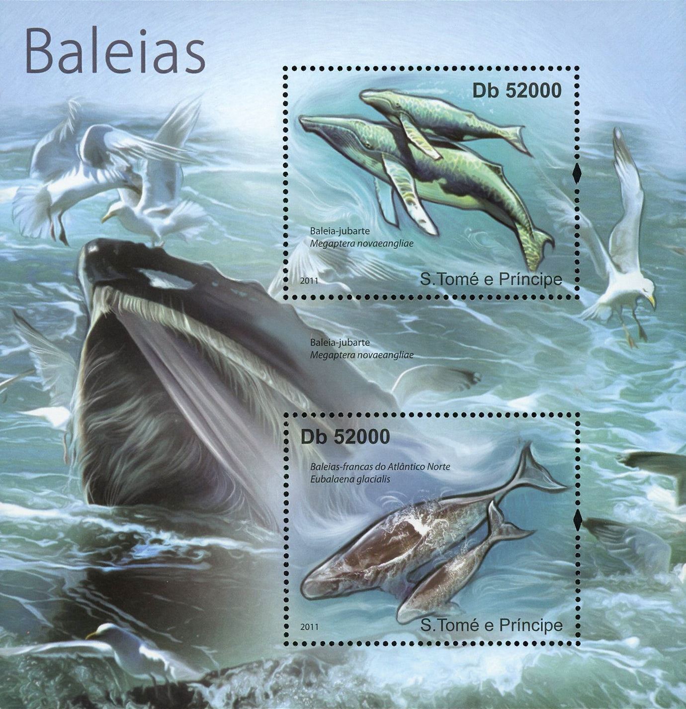 Whale Stamp Marine Fauna Ocean Souvenir Sheet of 2 Mint NH | Asia ...