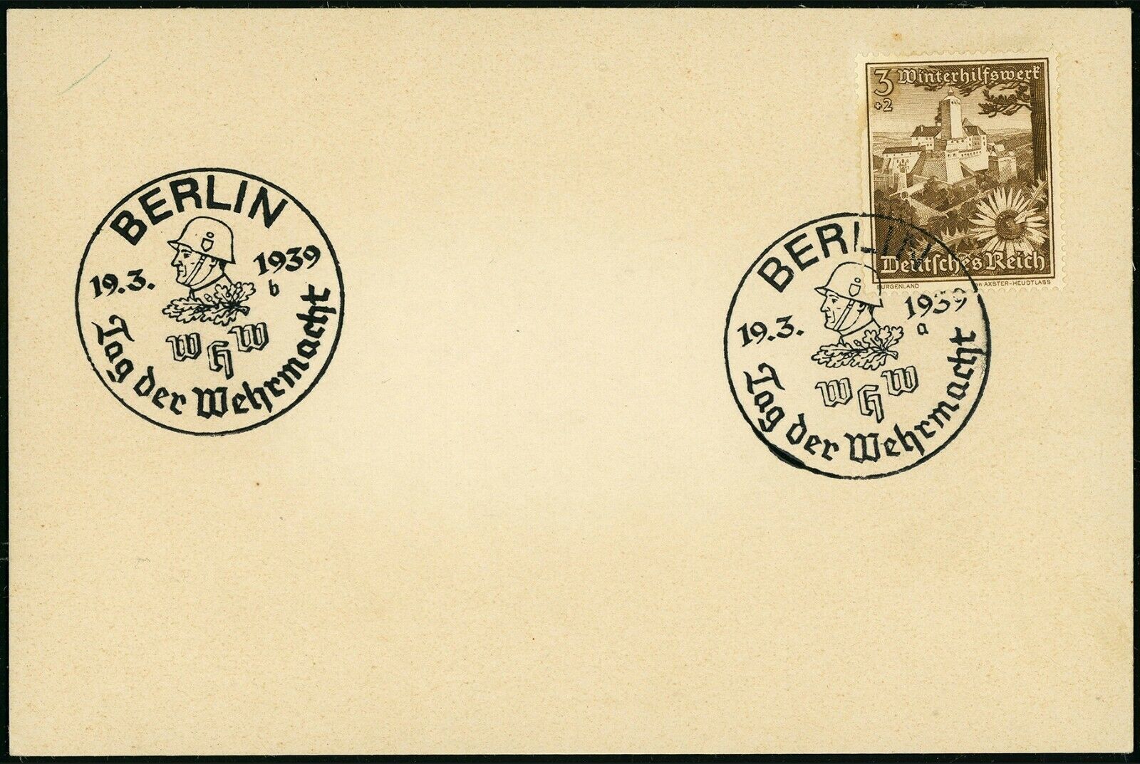GERMANY Wehrmacht Day 1939 WHW Postmark BERLIN Winter Relief Stamp Postage | Europe - Germany ...