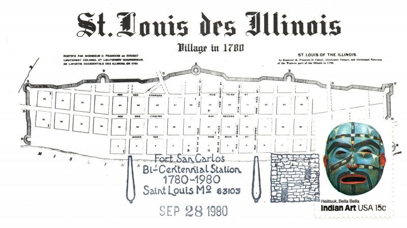 Fort ST. Louis DES Illinois Village MAP in 1780 Bicentennial ST. Louis ...