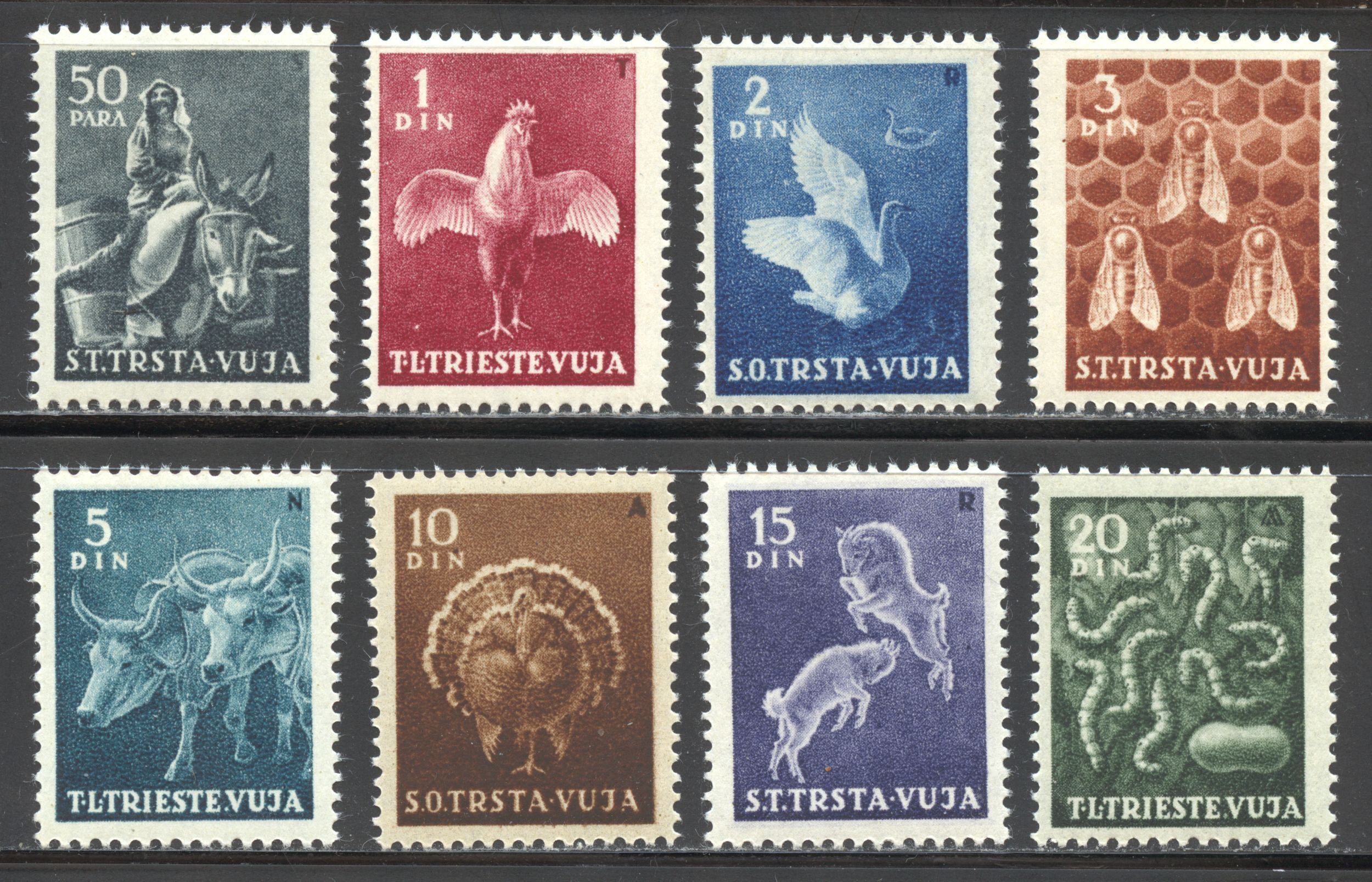 Trieste Zone B Scott 23-30 Unused H/HROG - 1950 Local Culture and Fauna ...