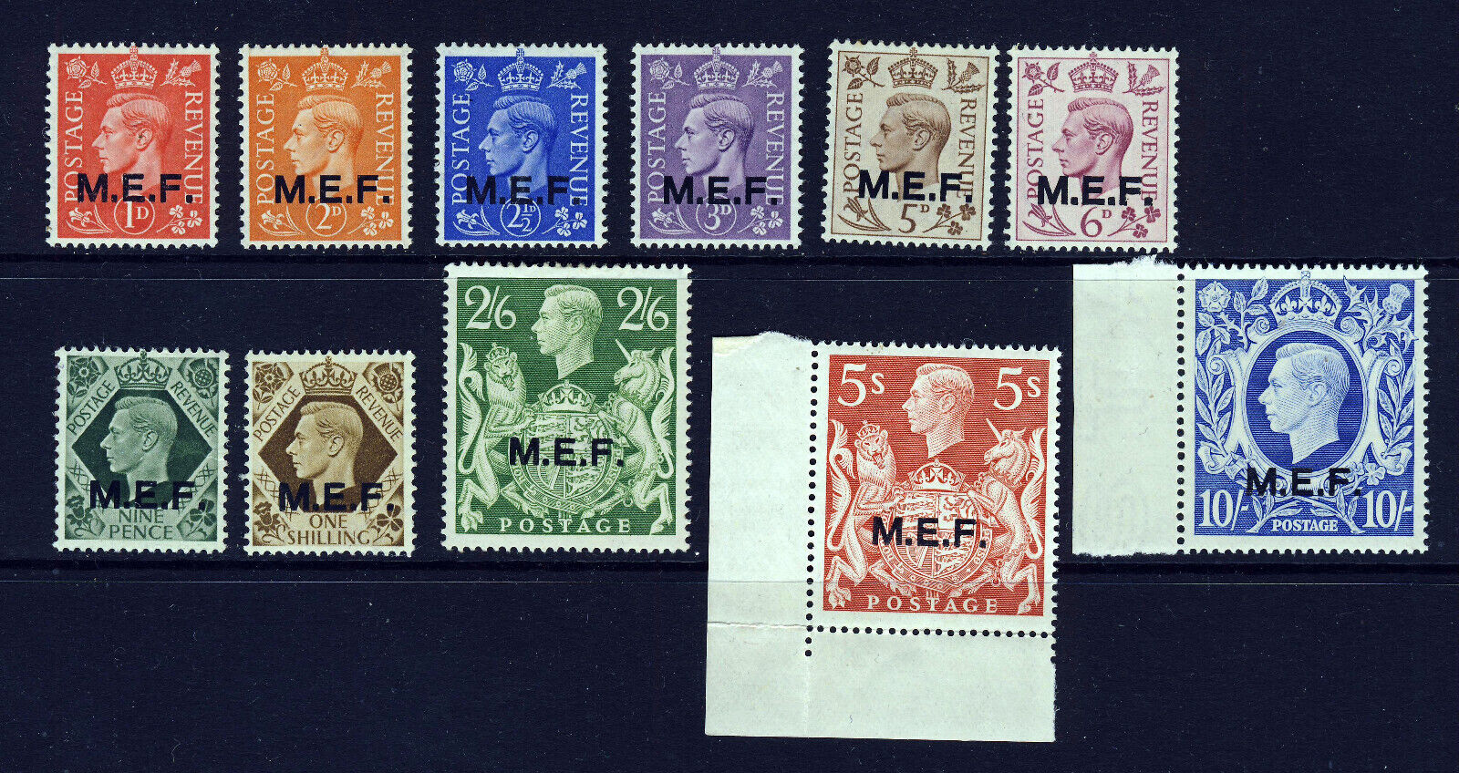 MIDDLE EAST FORCES KG VI 1943-47 Full Overprinted MEF Set SG M11 to SG ...