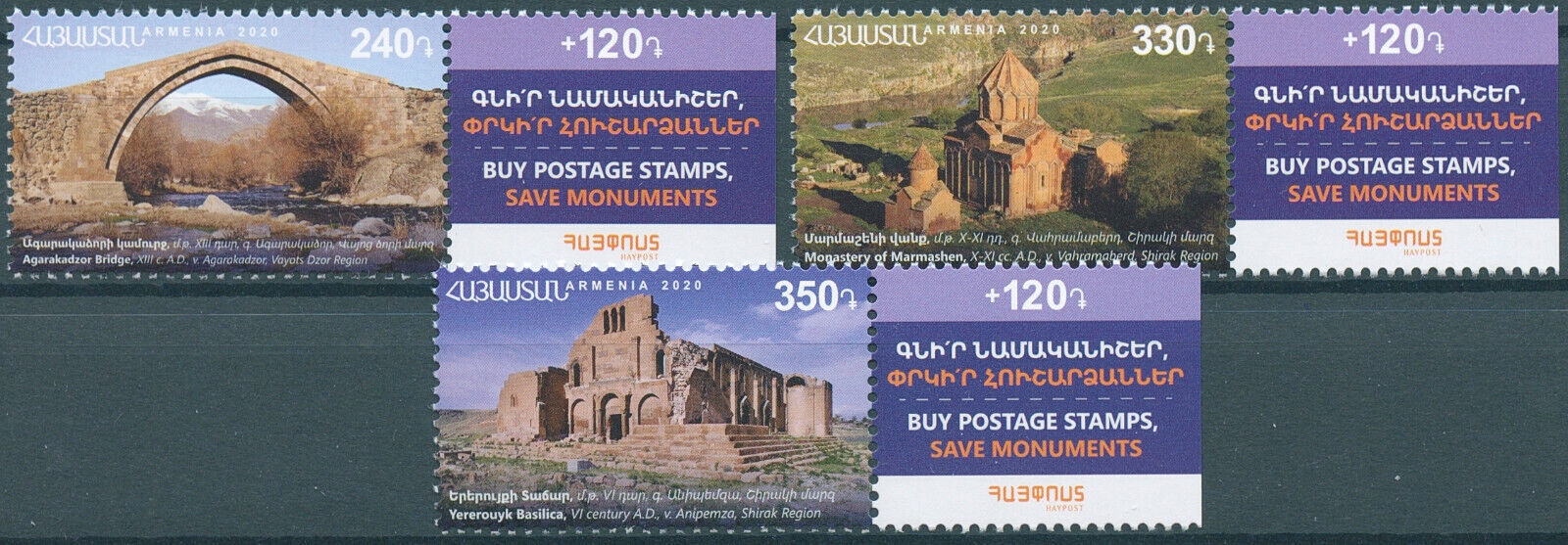 Armenia Stamps 2020 MNH Historical Cultural Monuments Bridges ...