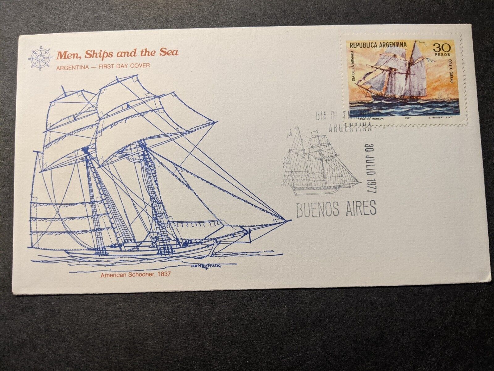 Argentina Schooner Goleta SARANDI Naval Cover 1978 FLEETWOOD Cachet ...