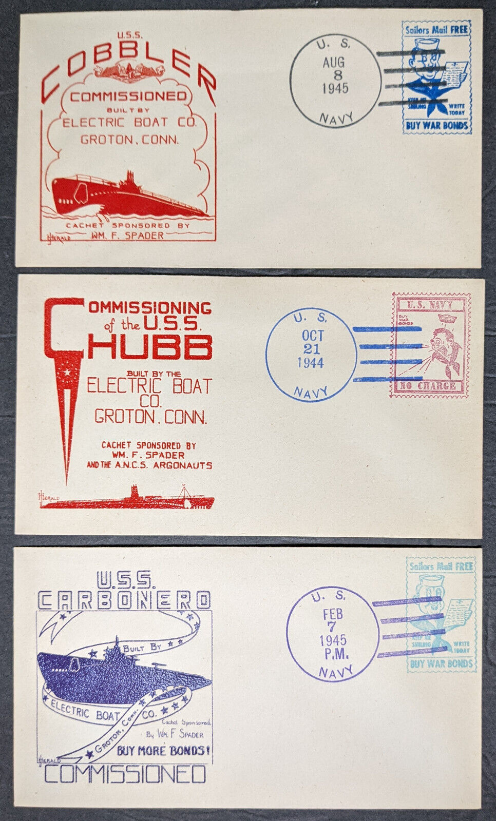 Group of 12 submarine launch/commission cacheted covers with free ...