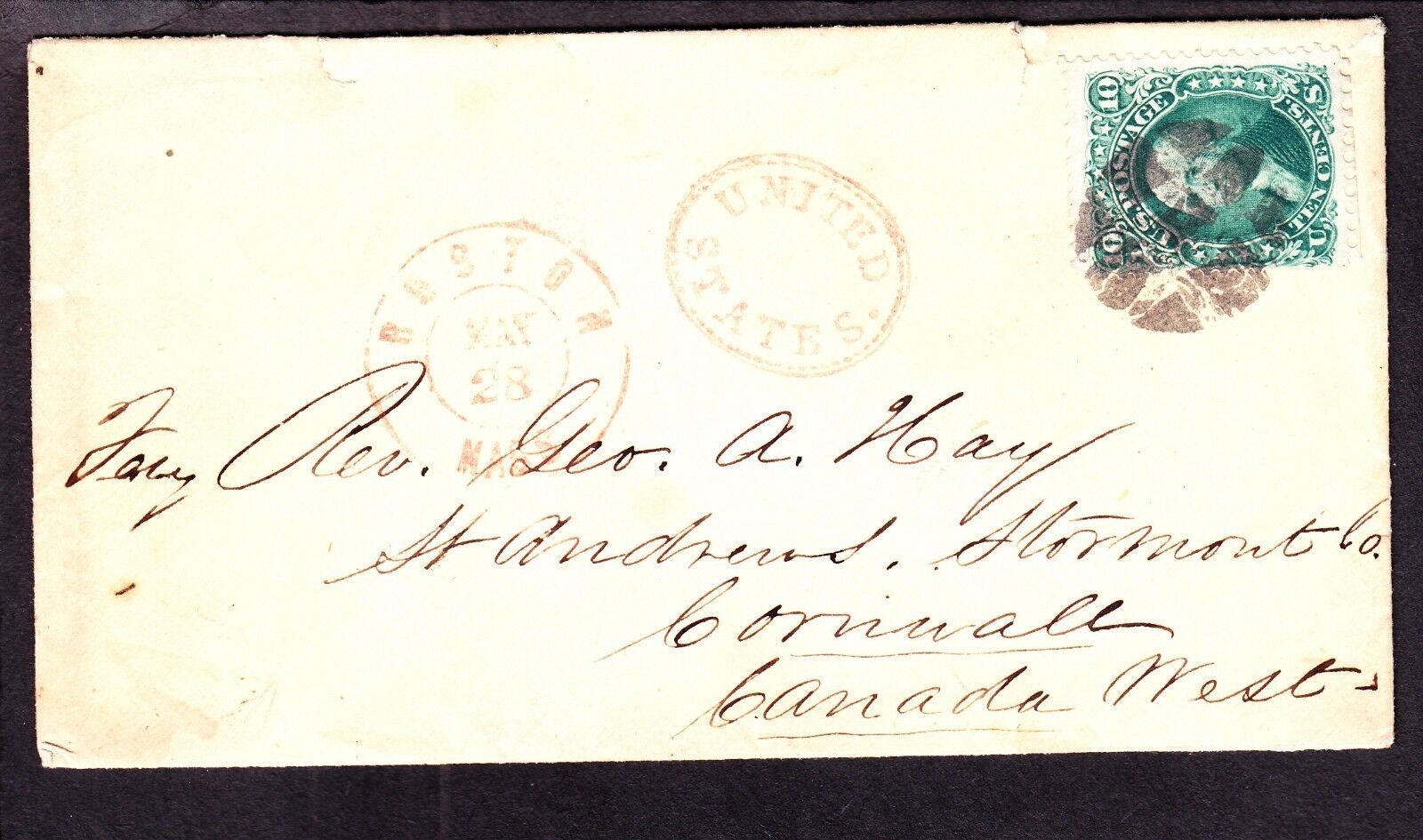 US 68 10c on Cross Border Cover w/ Nice Transit Markings SCV $100 ...