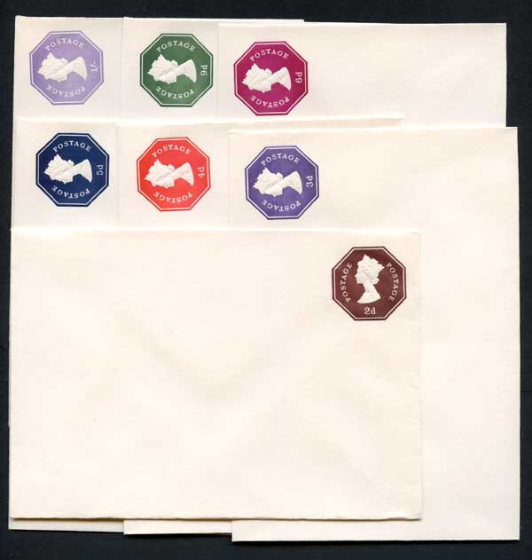 ESP95/101 2d to 1/- Stamped to Order Envelope Set of SEVEN Mint ...