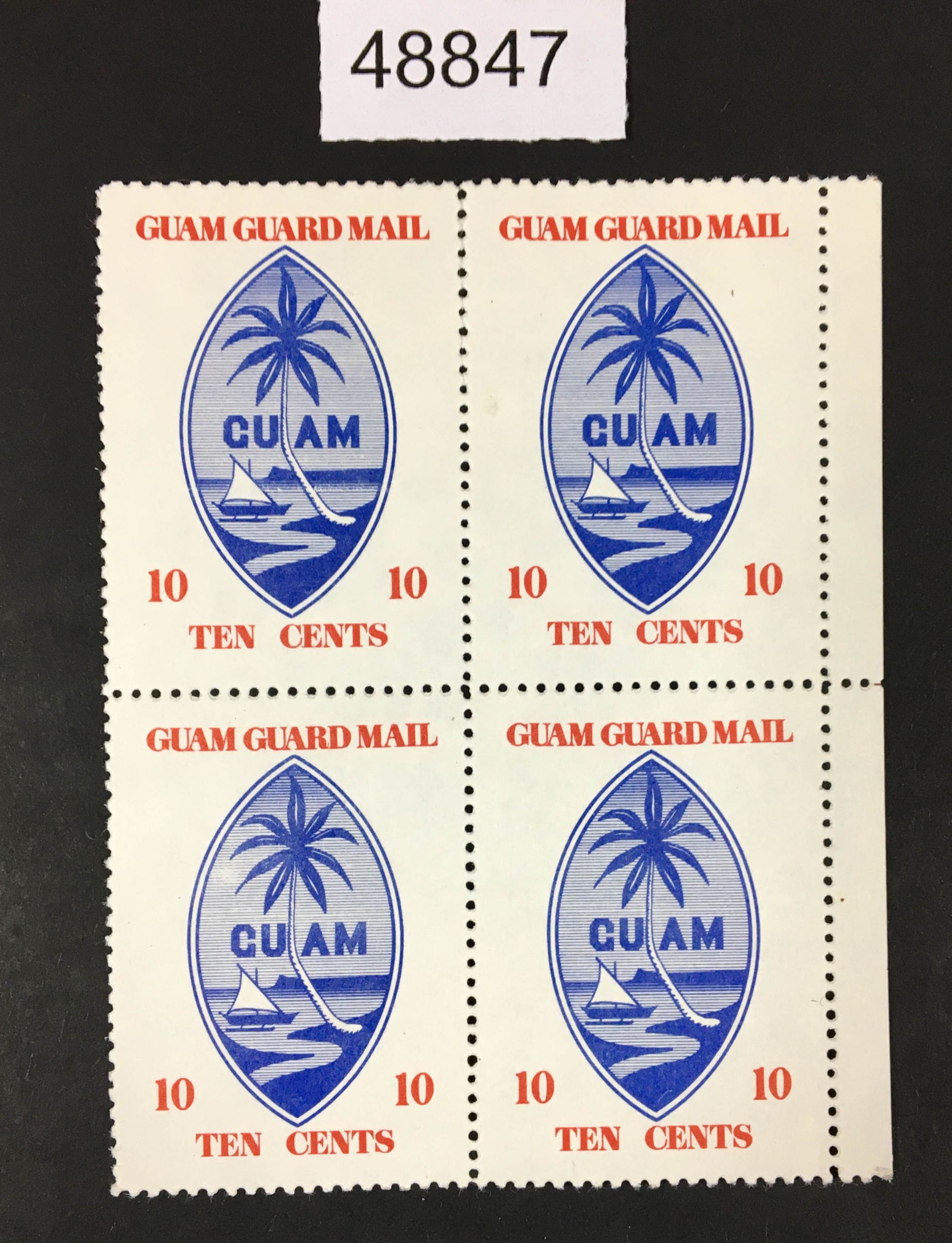 US Stamps Guam Guard Mail # Local Post 10c Block Mint NH LOT #48847 ...