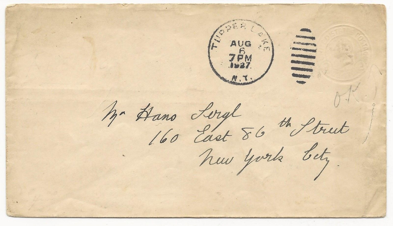US POSTAL STATIONERY COVER Scott #U93 Albino Used on Cover w/ OK Rare ...