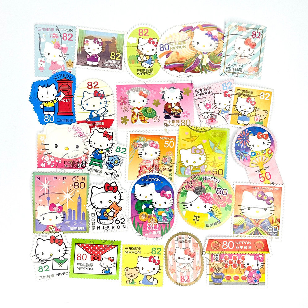 25 x Hello Kitty used Japanese postage stamps | United States, General ...