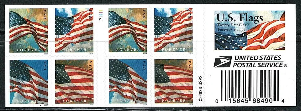 US Flag Booklet Pane of 20 Forever Stamps Scott# 5875-5878 MNH $15.60 ...