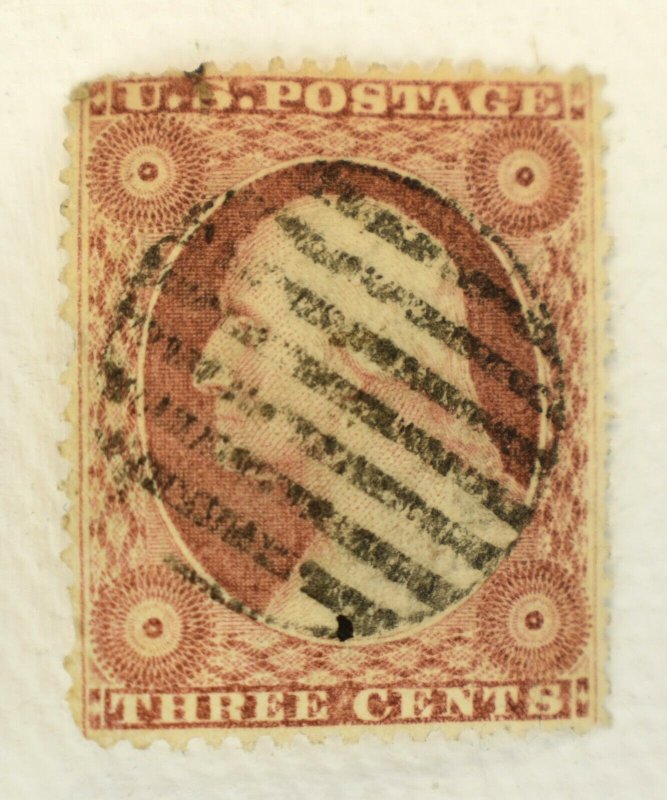 US Stamp Scott #26 Washington 3c Perforated Type III Bullseye, 1857 ...