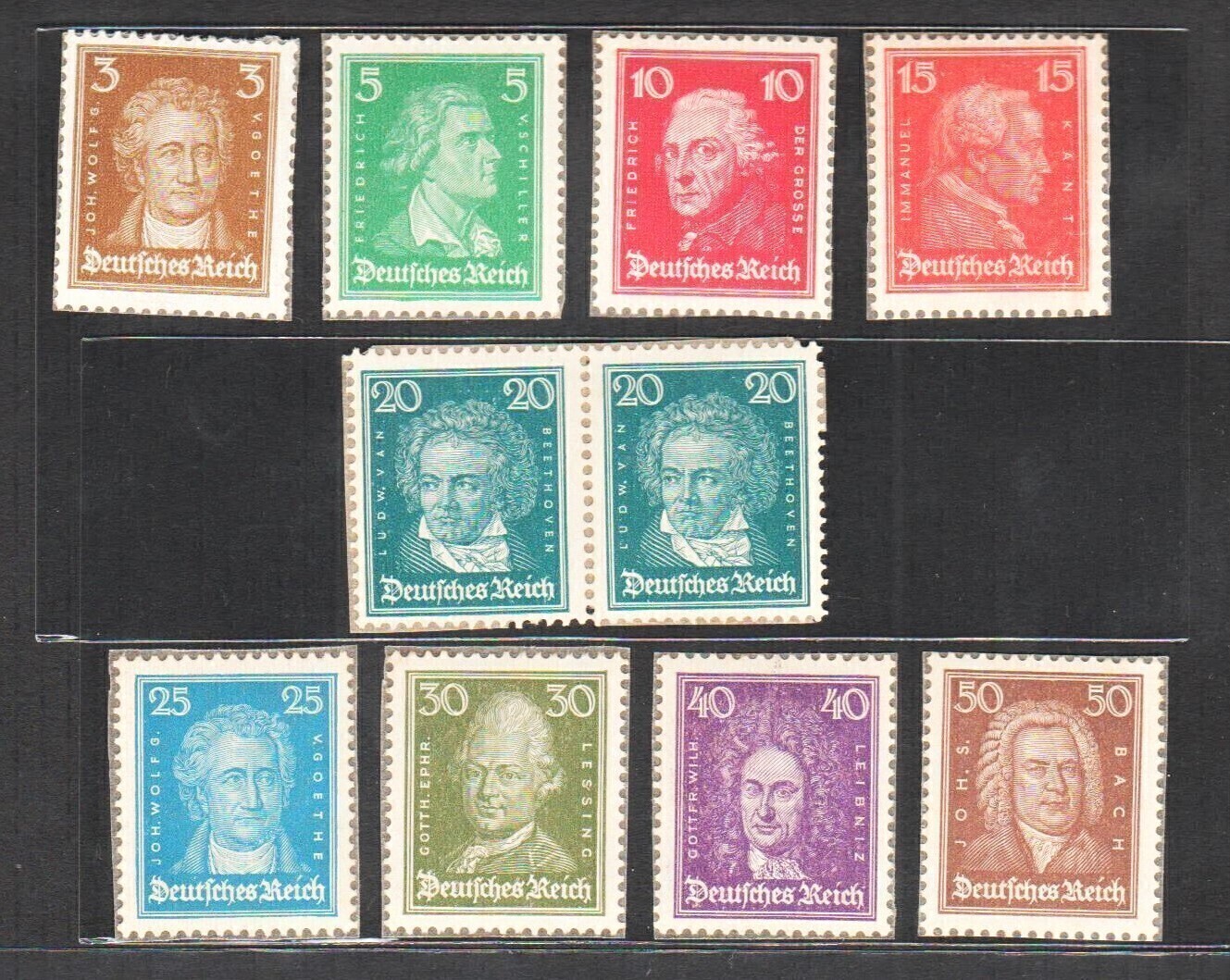 Germany 1926-7 Definitfives Famous People (10v on Backing Paper) CV$70 ...