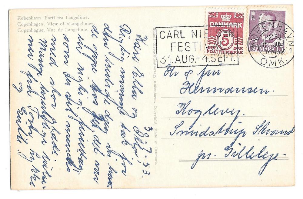 Denmark 1953 Carl Nielsen Festival Slogan Cancel on PPC | Europe ...