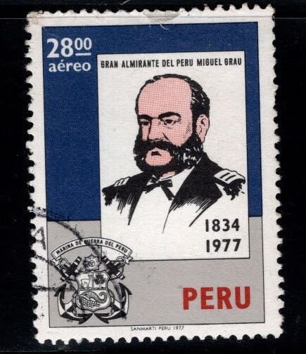 Peru Scott C483 airmail stamp small thin in top margin | Central ...
