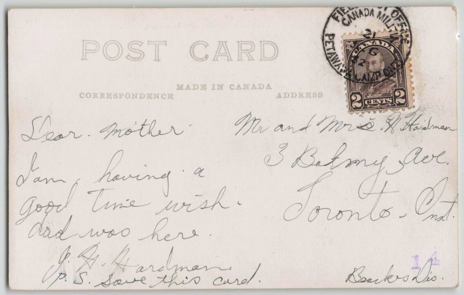 Canada 1932 Petawawa Camp Year ERD Rifle Rangles Field Post Office RPPC ...