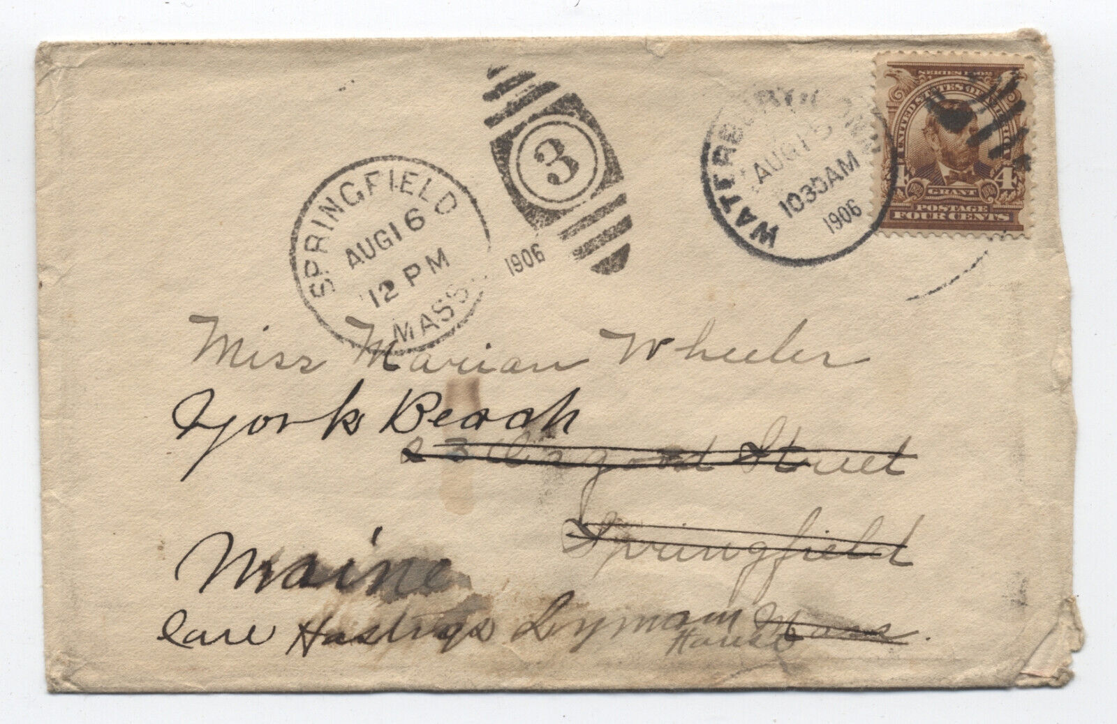 1906 Waterbury CT 4ct 1902 issue forwarded cover [y7675] | United ...