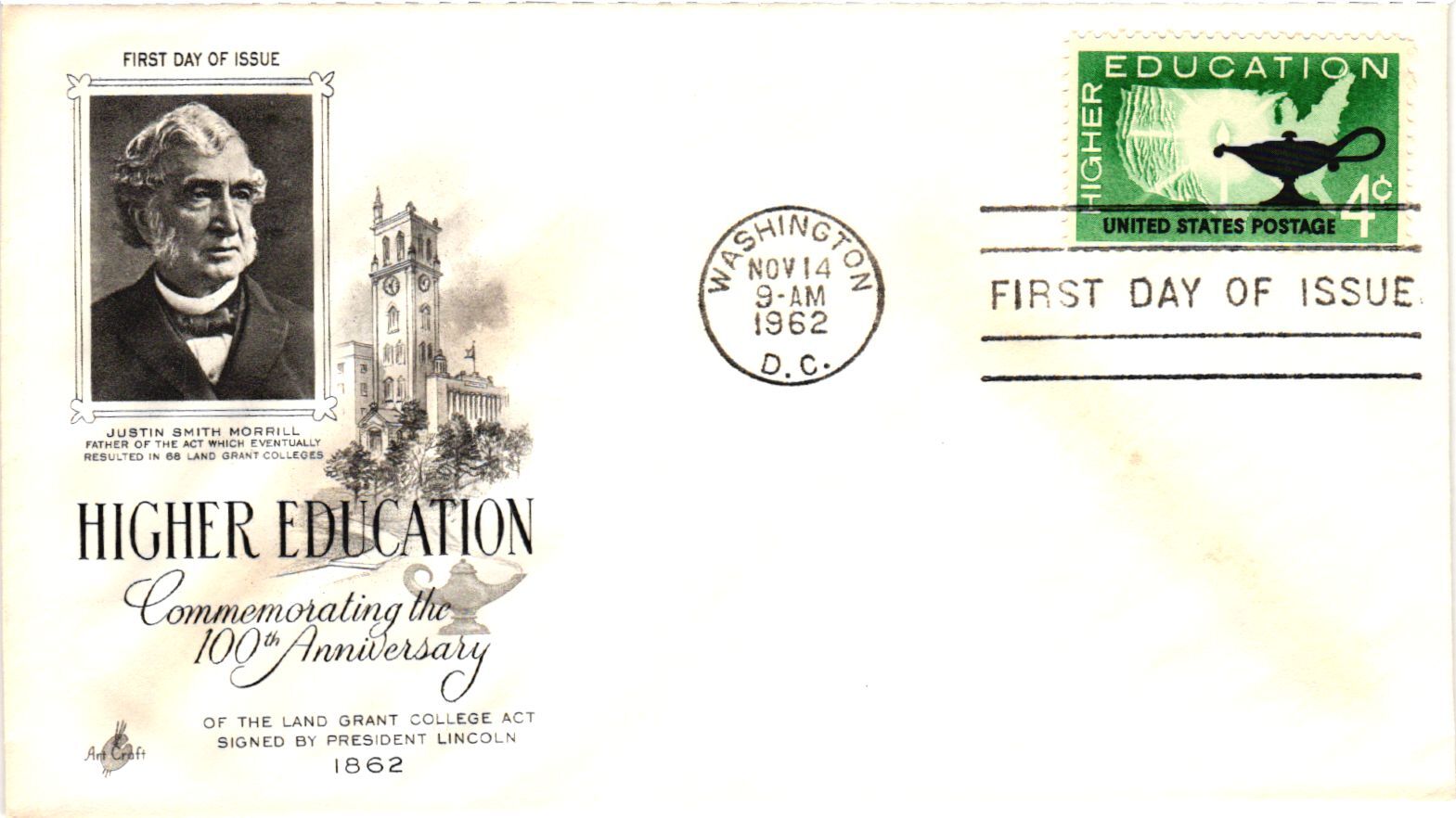 #1206 Higher Education – Artcraft cachet | United States, General Issue ...