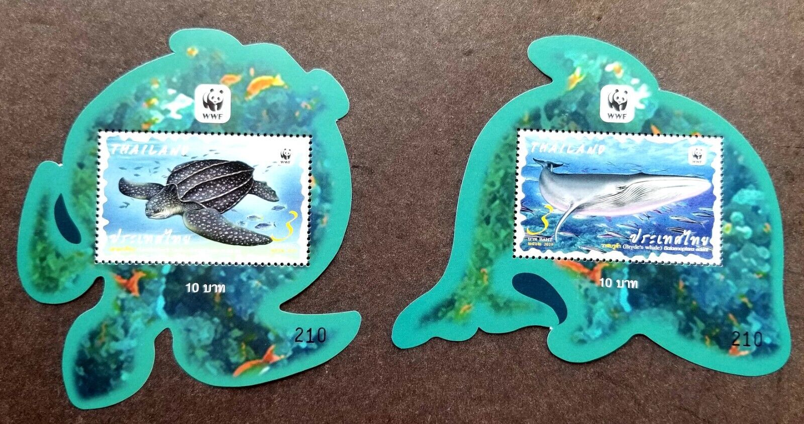Thailand WWF Marine Life 2019 Turtle Whale Fish Coral (ms pair MNH *odd ...
