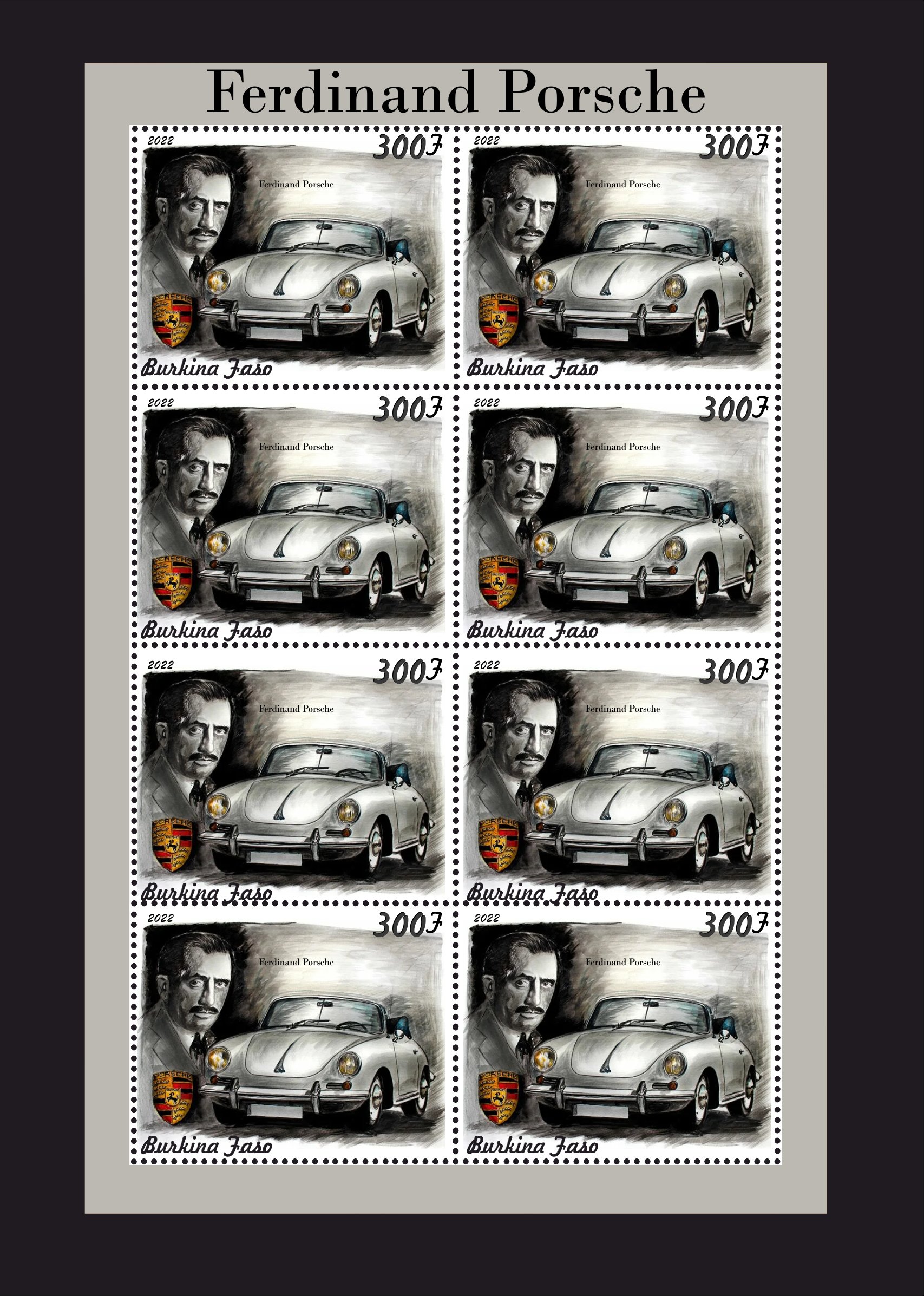 Stamps.Cars Ferdinand Porsche 2022 year 1 sheets perforated MNH ...