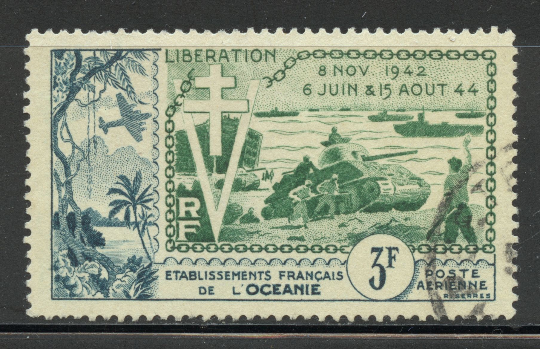 French Polynesia Scott C22 Used H - 1954 Liberation Issue - SCV $8.00 ...