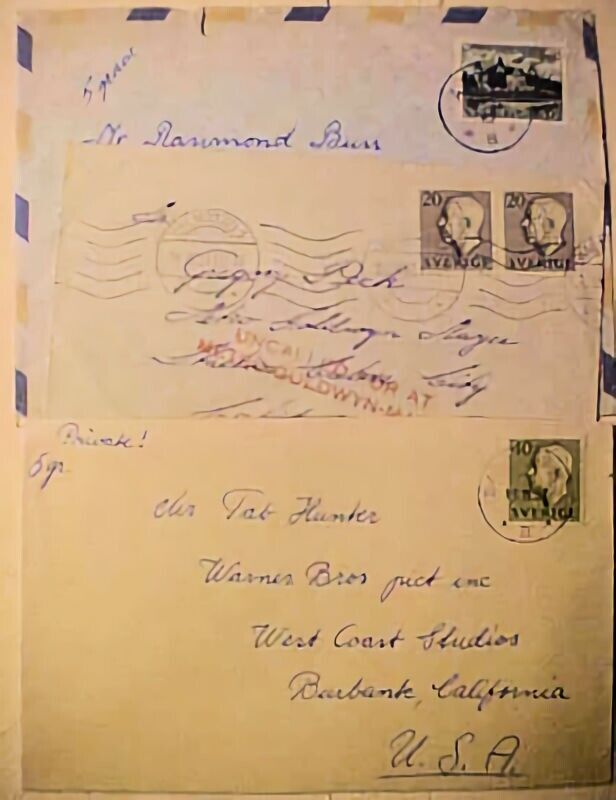 Sweden US Movie Stars Gregory Peck,Raymond Burr,Tab Hunter Each Once ...