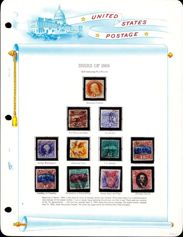 US STAMPS #112-122 Pictorial Set 1869 G Grill | United States, General ...