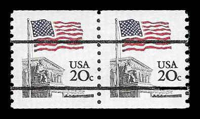 PCBstamps US #1895b (=) Coil Pair 40c(2x20c)Flag/Supreme Court, untag ...