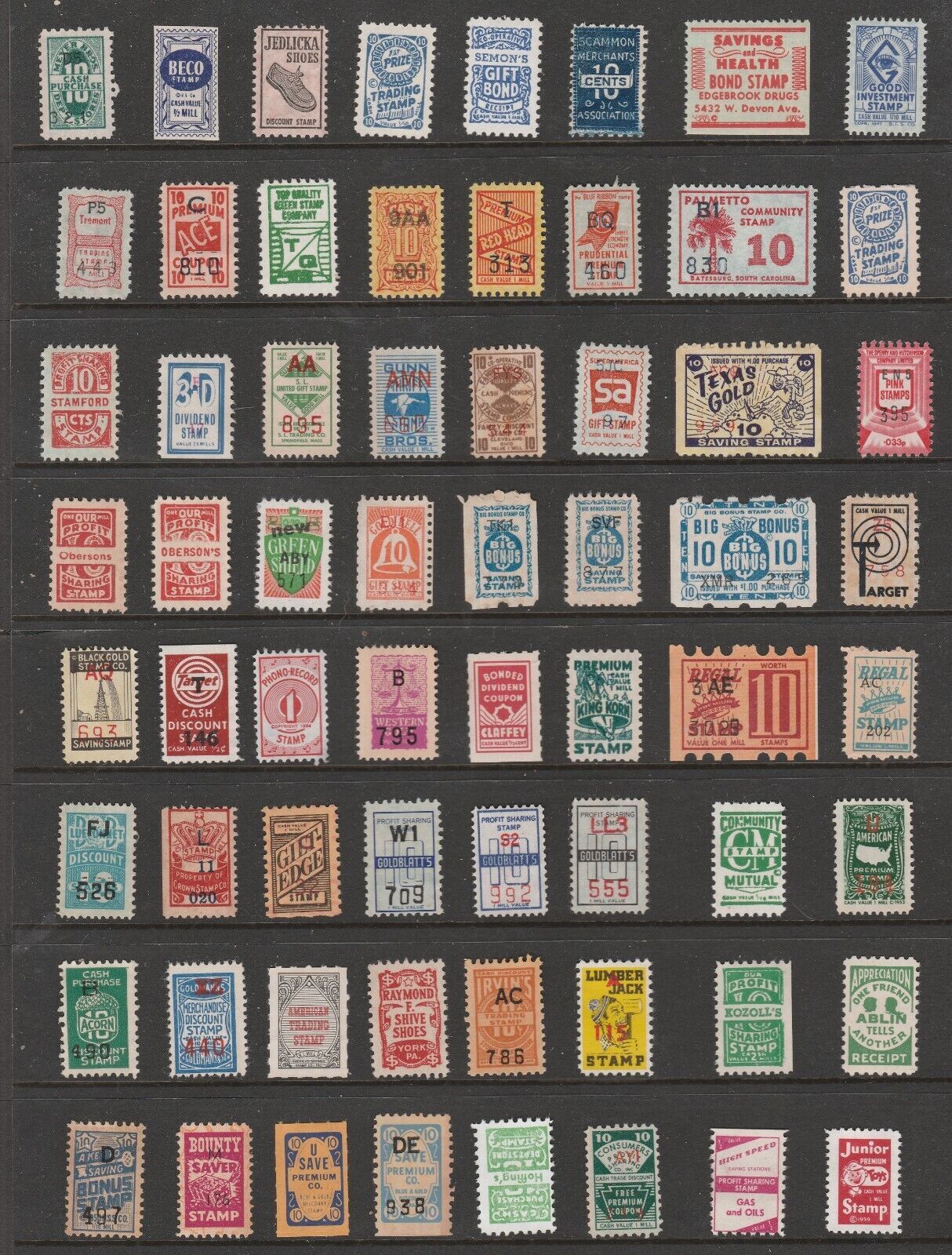 Mixed Merchant trading store stamp mn11-A 64 stamps- margins may vary ...