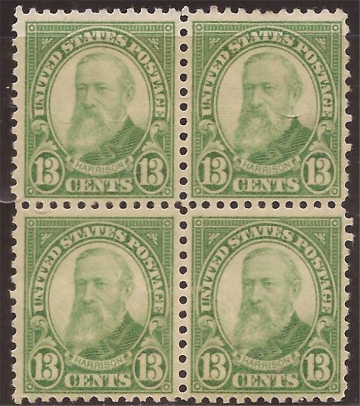 US 1931 13c President Benjamin Harrison 4 Stamp Block MNH - Scott #694 ...