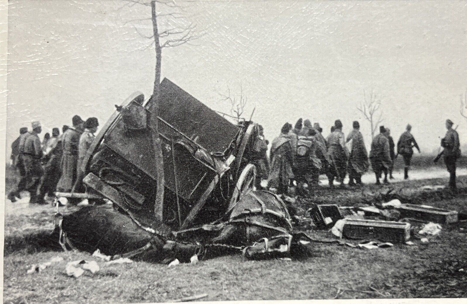 WW2 WWII Original German Military wartime photo Collapsed Wagon W Dead ...