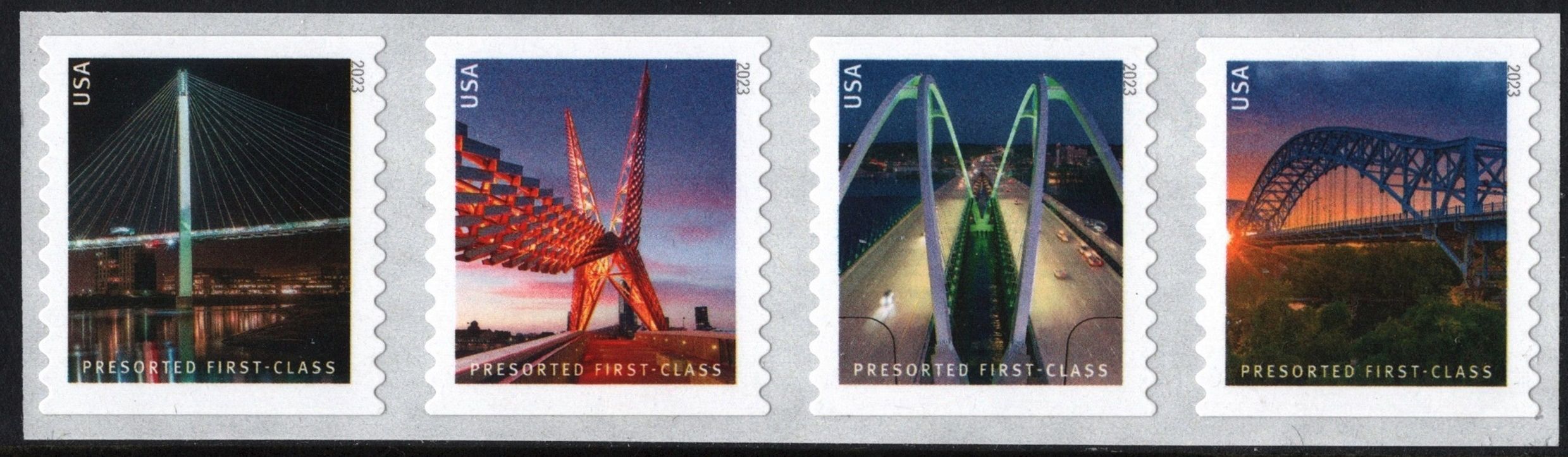 SC#5808-11 (Presorted First Class) Bridges Coil Strip of Four (2023) SA ...