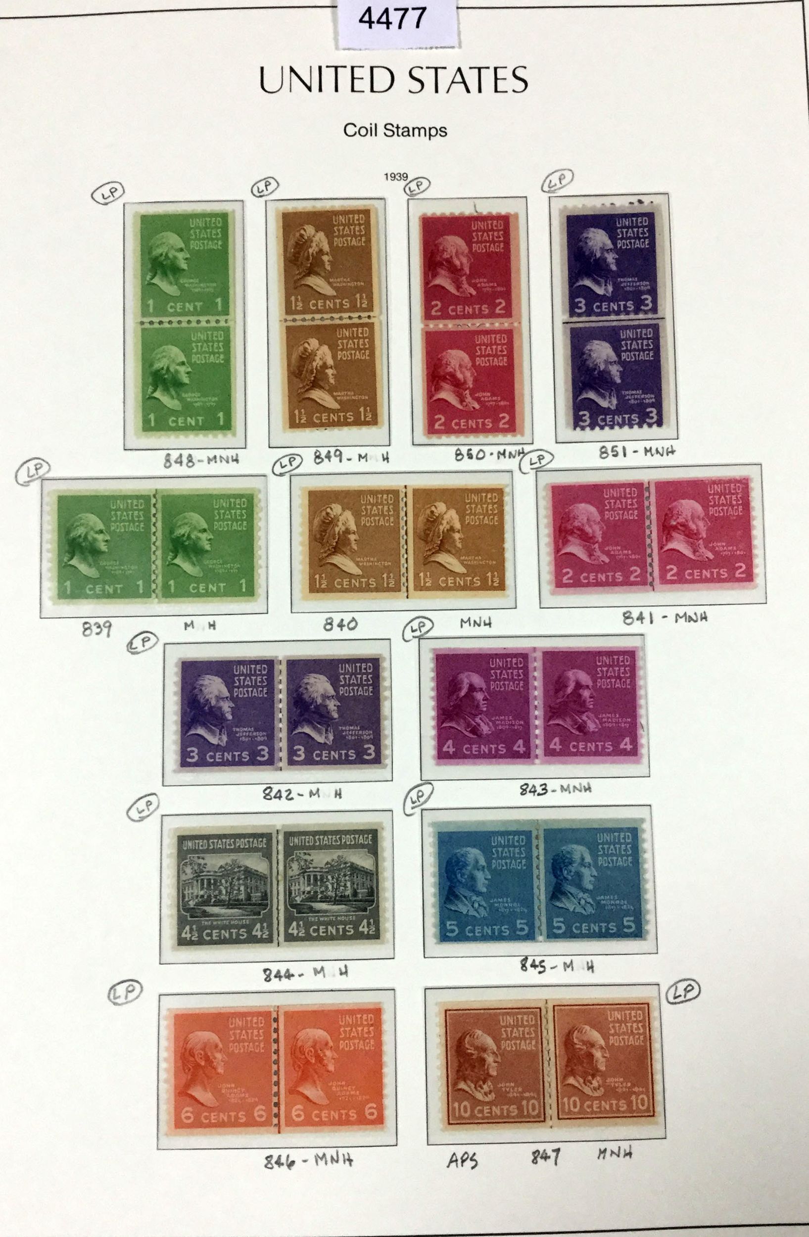 US Stamps 1939 Mint OG NH Pair Collection LOT #4477 | United States ...