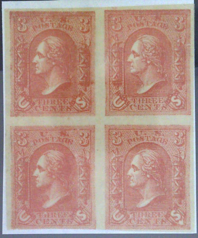 Scott #79-E8a - 3c Red - Block of 4 - Loewenberg Decalcomania | United ...