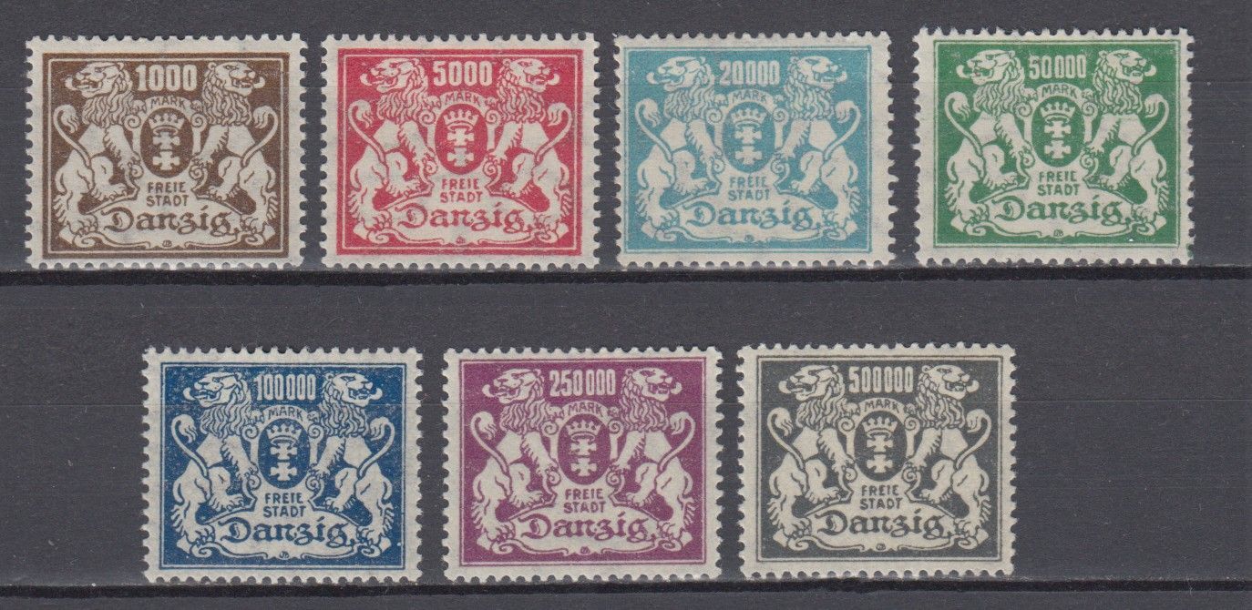 1923 Danzig German Occupation Full Set Michel 151/157 MH | Europe ...