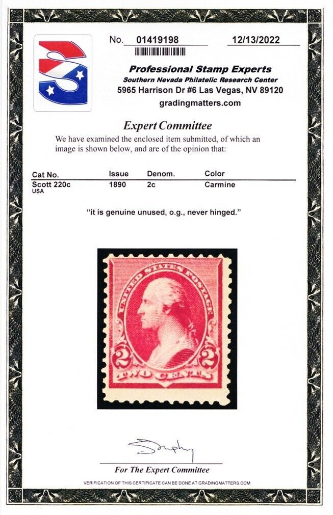 220c, Mint NH RARE 2¢ Cap On Both "2's" With PSE Cert SCV $1800 ...