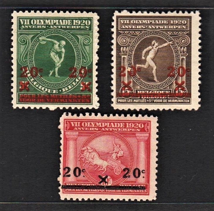 BELGIUM 1921 Olympic Surcharged stamps (3v Cpt) MNH | Europe - Belgium ...
