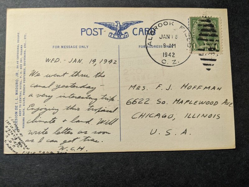 RIO Hato, Albrook Field, Canal Zone 1942 Wwii Postcard Gatun Locks ...
