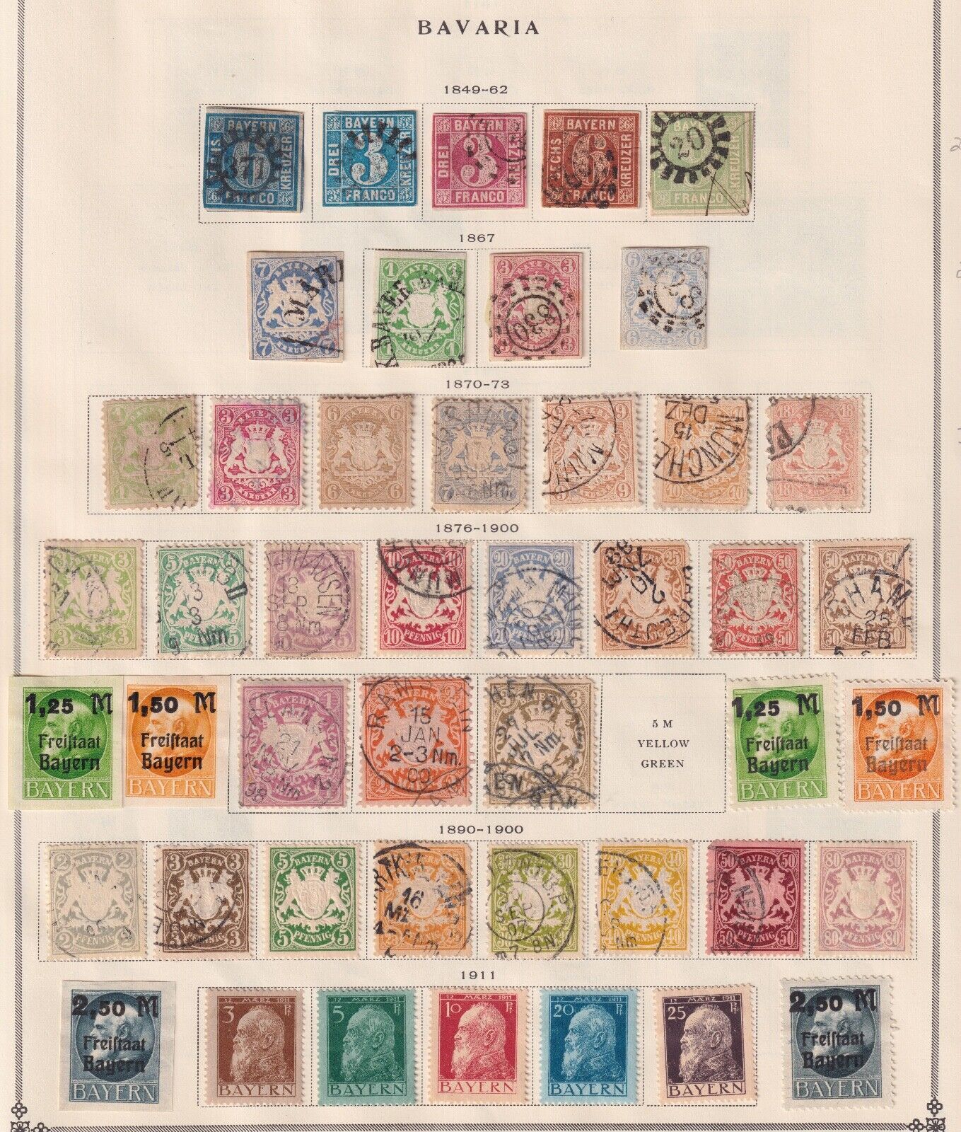 Bavaria 1849 - 1920 OLD Strong Stamp Collection on Album Page! BIN AAM ...