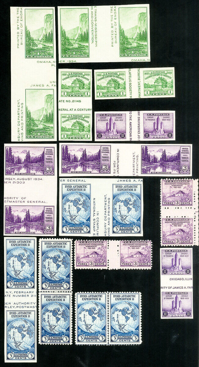 US Stamps # 752-70a VF Set Of 14 Farley Vertical And Horizontal Gutter ...
