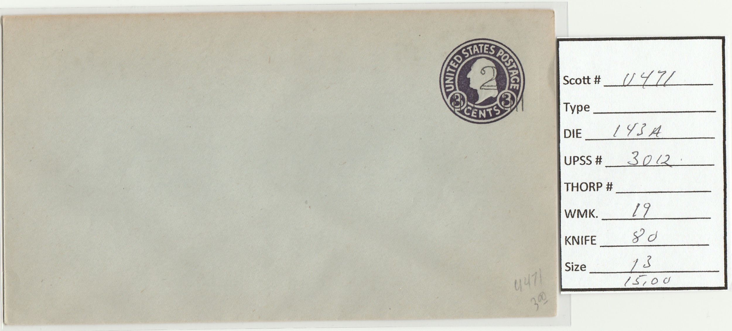 Scott# U471 D143 UPSS#3012 1 US envelope. | United States, Postal ...