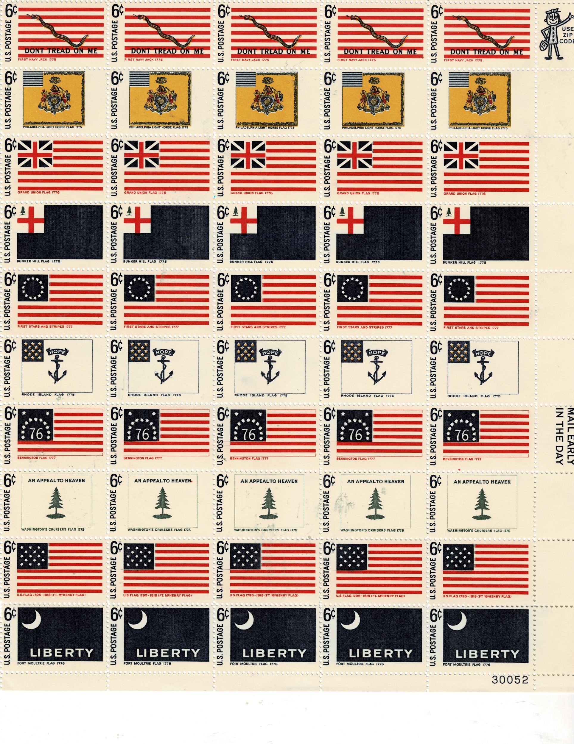 Historic Colonial Flags 6c US Postage Sheet #1345-54 VF MNH | United ...
