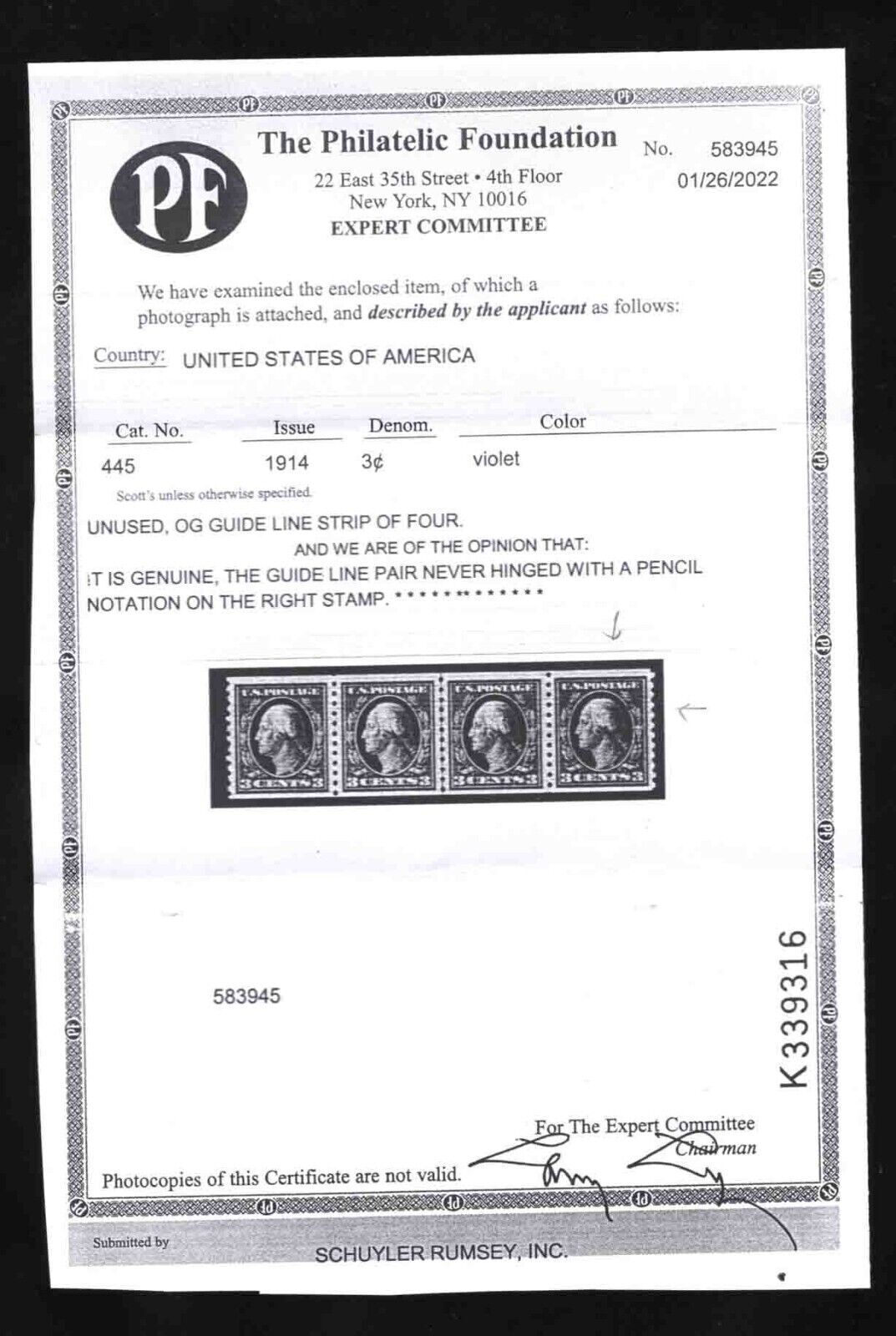 US Stamps #445 Mint OG H XF PF Cert LOT #78809 | United States, General ...