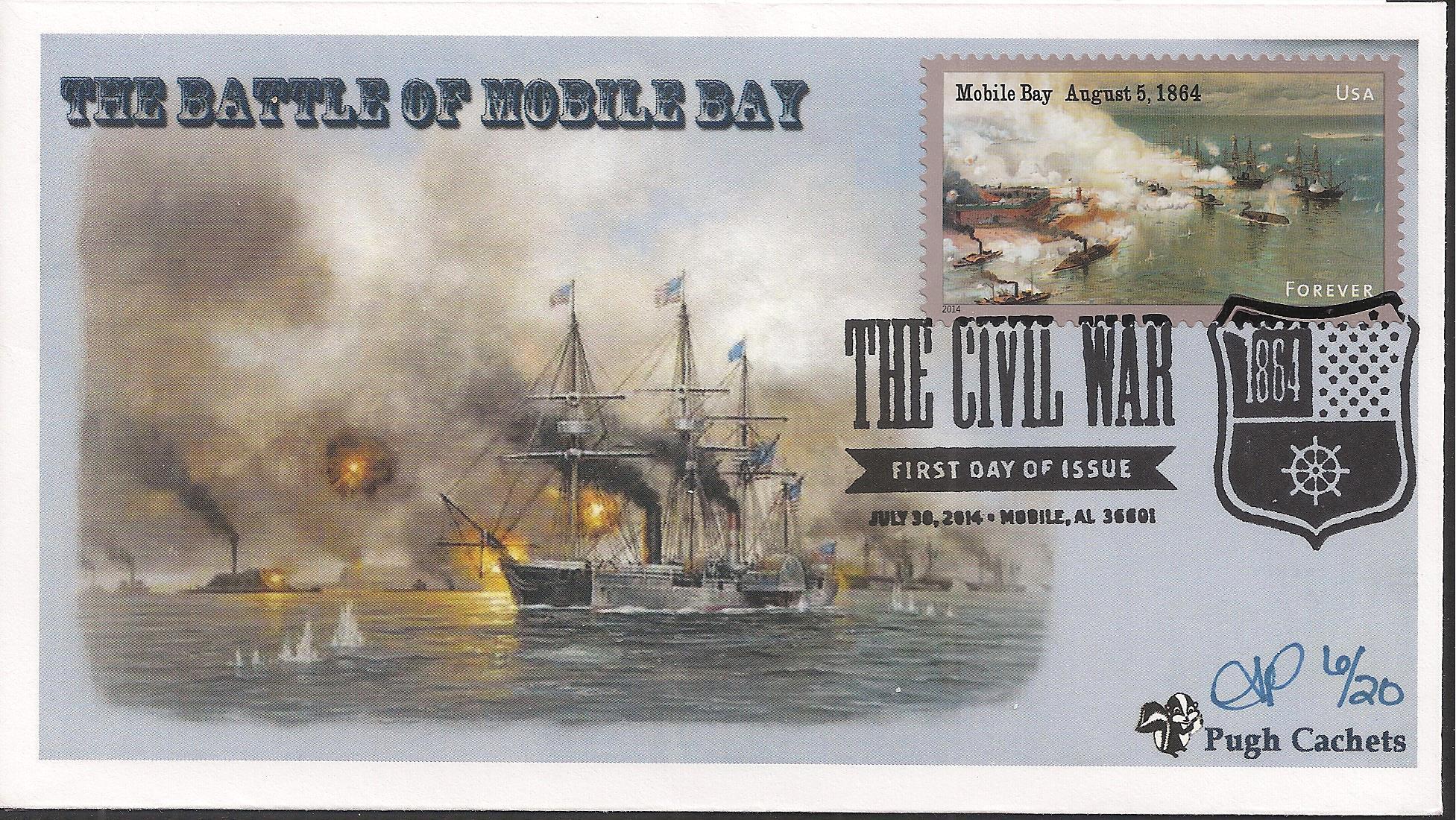 Pugh Cachets Printed FDC for the 2014 Mobile Bay Civil War Stamp ...