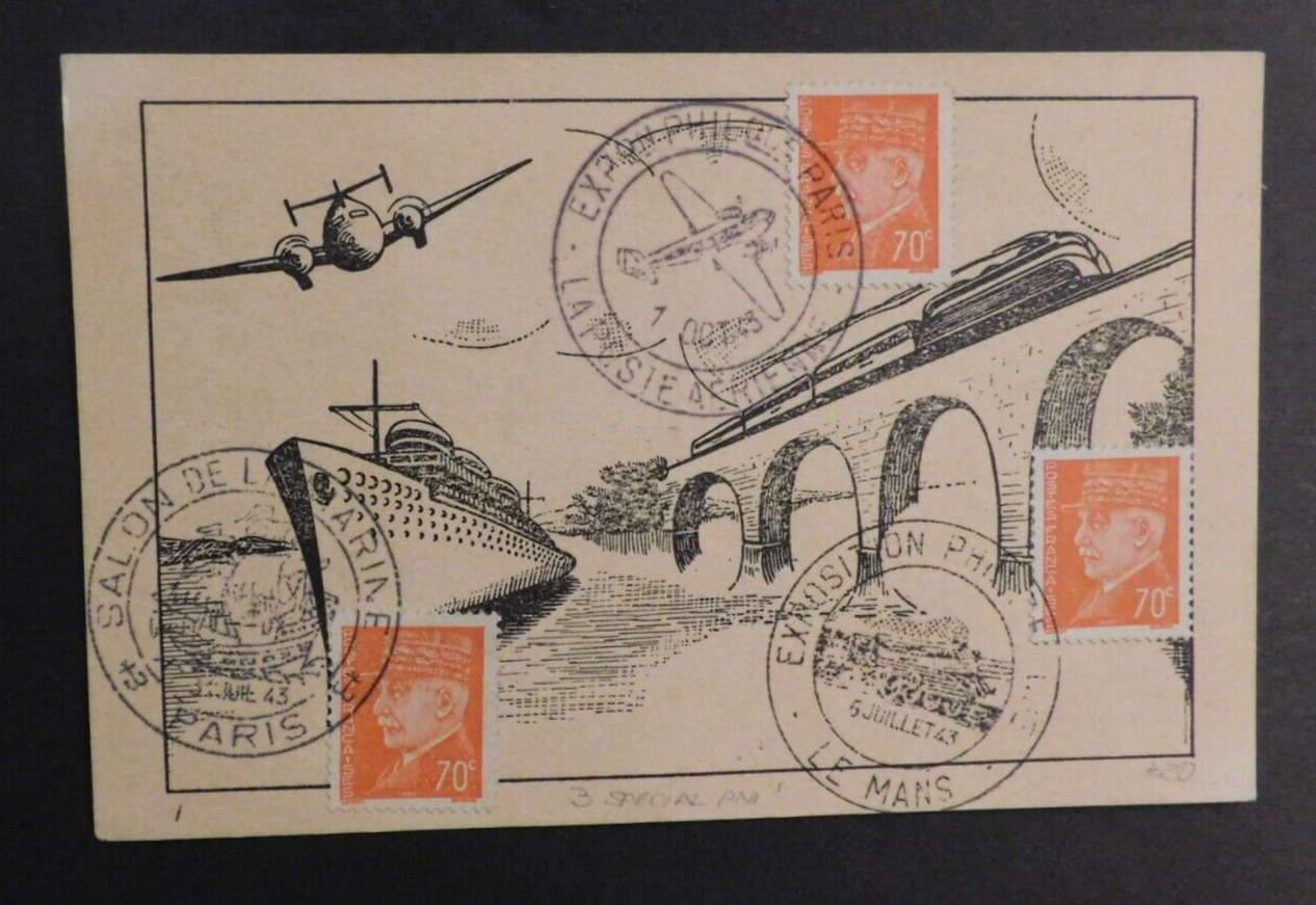 1943 France Postcard Cover Paris No Address Philatelic Exposition ...